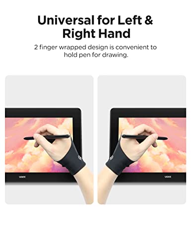 UGEE Digital Drawing Glove 4 Pack,Artist Glove for Drawing Tablet Digital Art Glove with Two Finger for Right Hand or Left Hand Universal Sizes