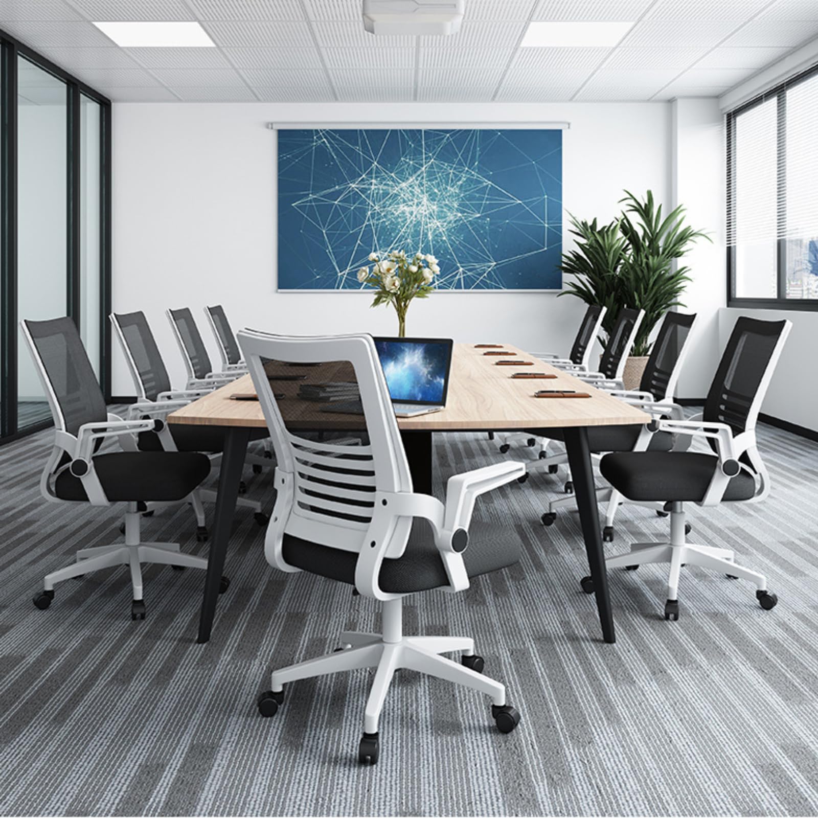 XUEGW Home Office Chair Ergonomic Desk Chair Mesh Computer Chair with Lumbar Support Armrest,Reclining Office Chair Swivel Chair with Flip-up Arms