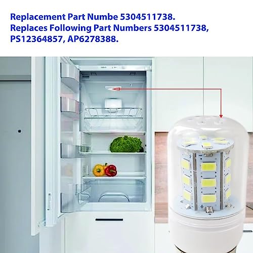 Gxcdizx 2Pack 5304511738 LED Light Bulb Refrigerator Replace# PS12364857 AP6278388 4584444 KEI D34L Refrigerator LED Bulb for Frigidaire Refrigerator