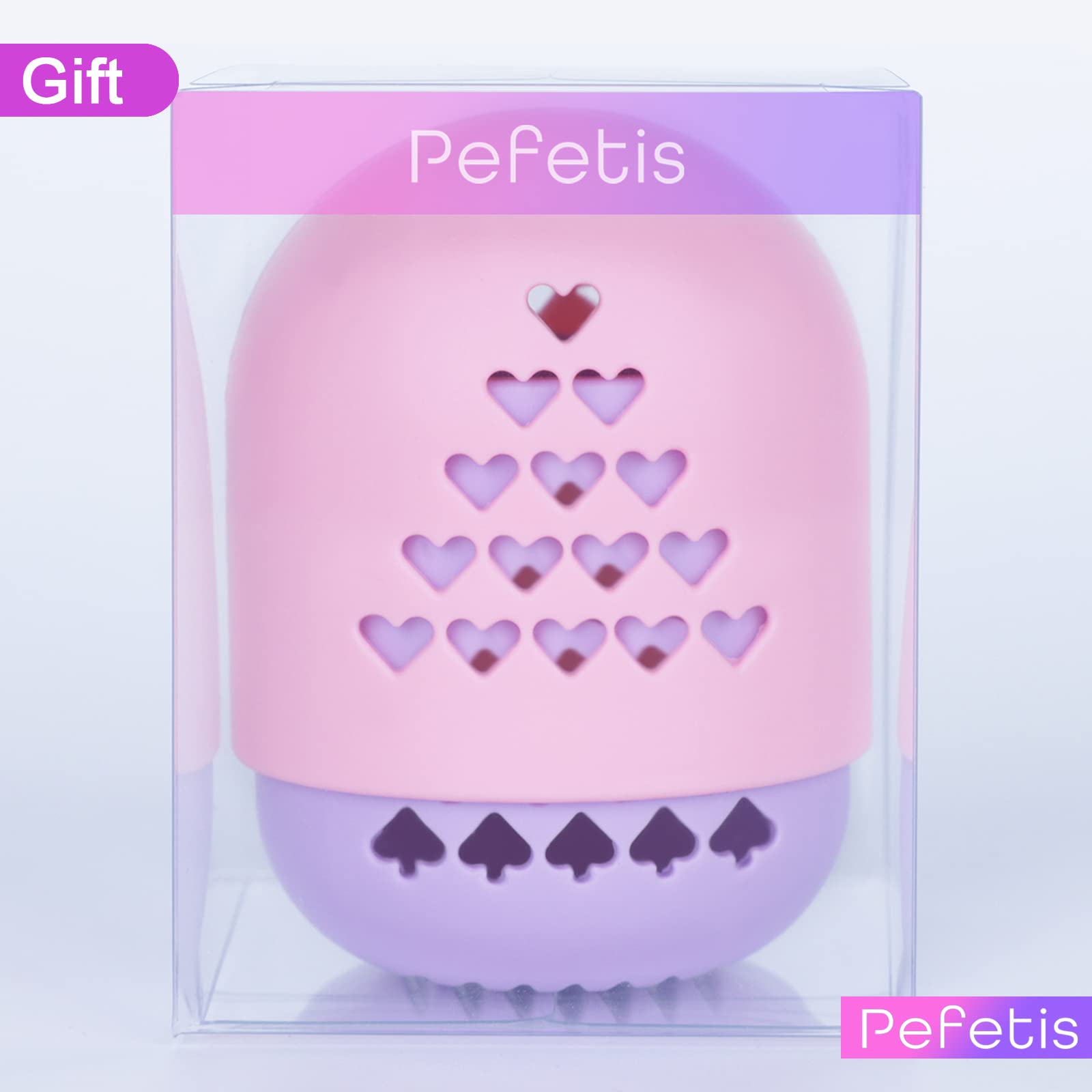 Pefetis Makeup Sponge Holder, Silicone Beauty Blender Case Travel Washable and Ventilated Makeup Egg Holder for Gift (Purple & Pink)