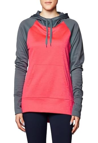 Hanes womens Sport Performance Fleece Pullover Hoodie Hoody, Dada Grey Solid/Razzle Pink Heather, Large US