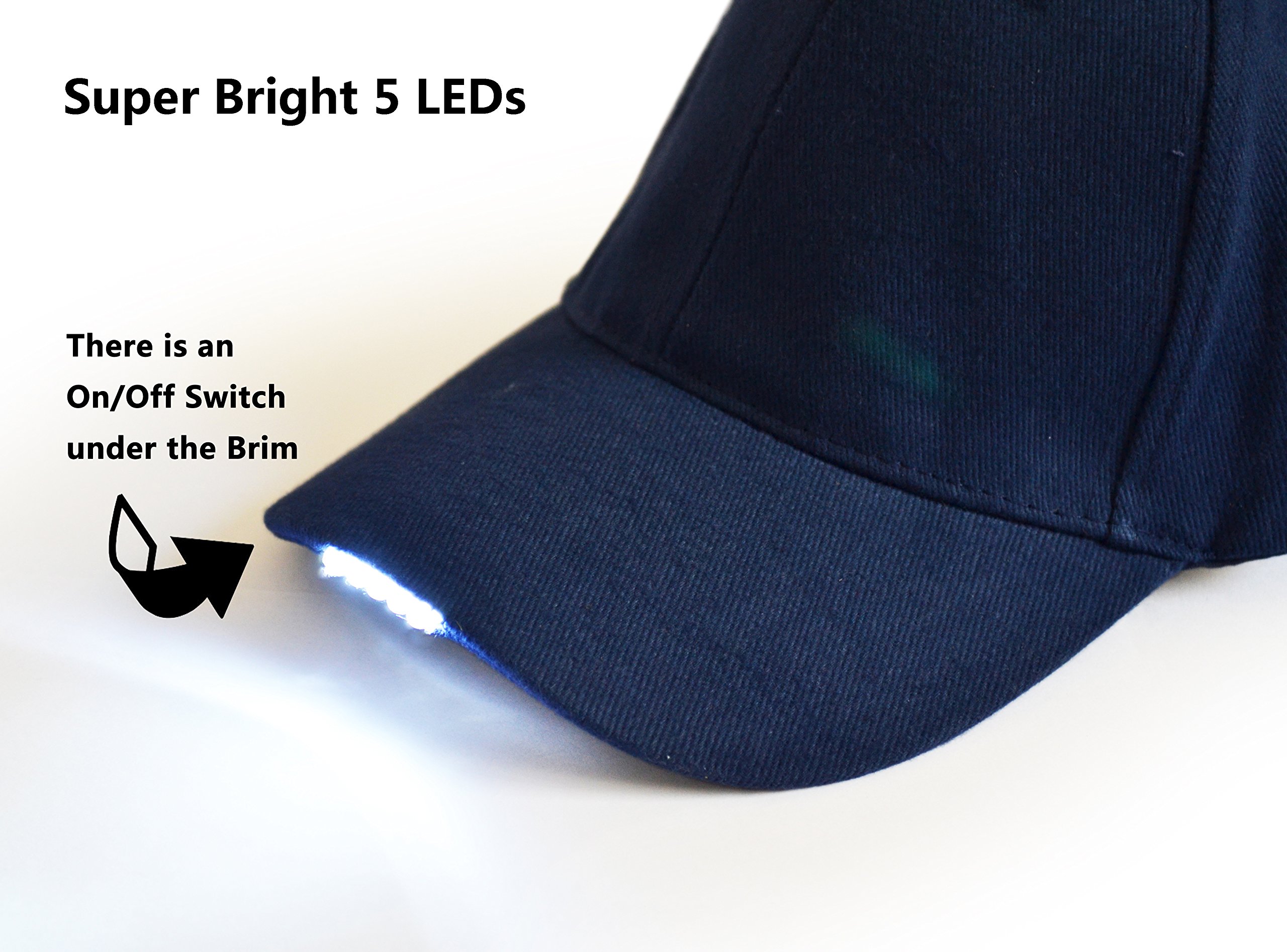 Hands Free LED Baseball Cap Hat for Outdoor Jogging Hip Hop Party Holiday Blue