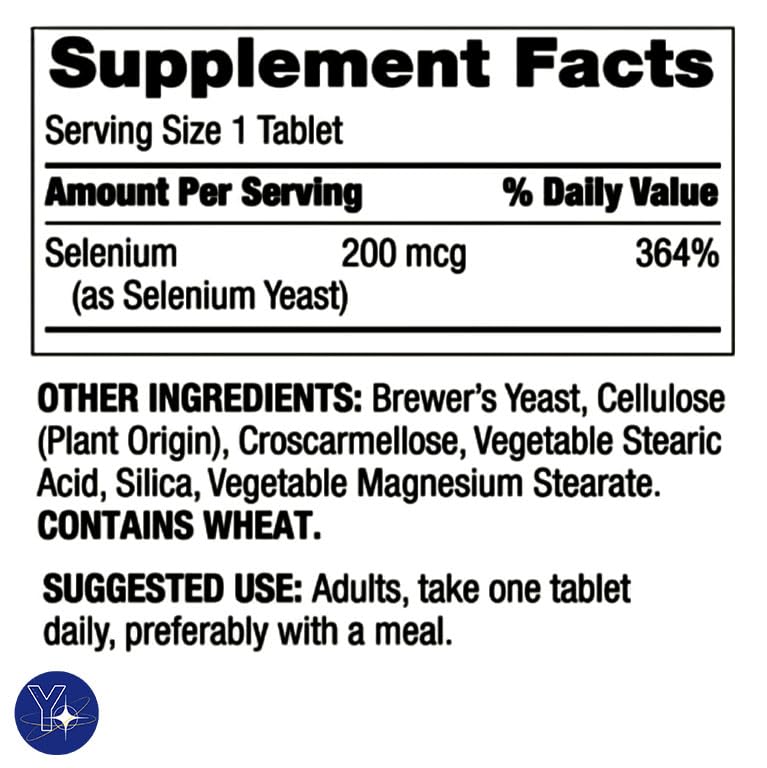 Selenium Immune Health Dietary Supplement Tablets Spring Valley, 200 mcg, 100 Count and Bookmark Gift of YOLOMOLO