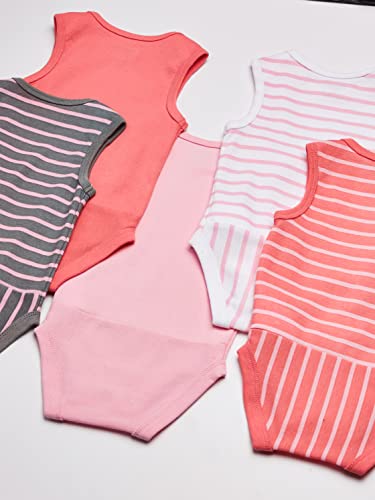 Hanes Baby Bodysuits, Ultimate Flexy Sleeveless for Boys & Girls, 5-Pack, Pink Stripe, 6-12 Months