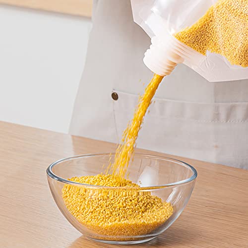 XIYAO 10 pack Grain Sealed Moisture-Proof Storage ,Washable Stand Up Food Storage Pouches ,Resealable Odor-Resistant Packaging Bags, Transparent Grain Storage Suction Bags with Funnel.