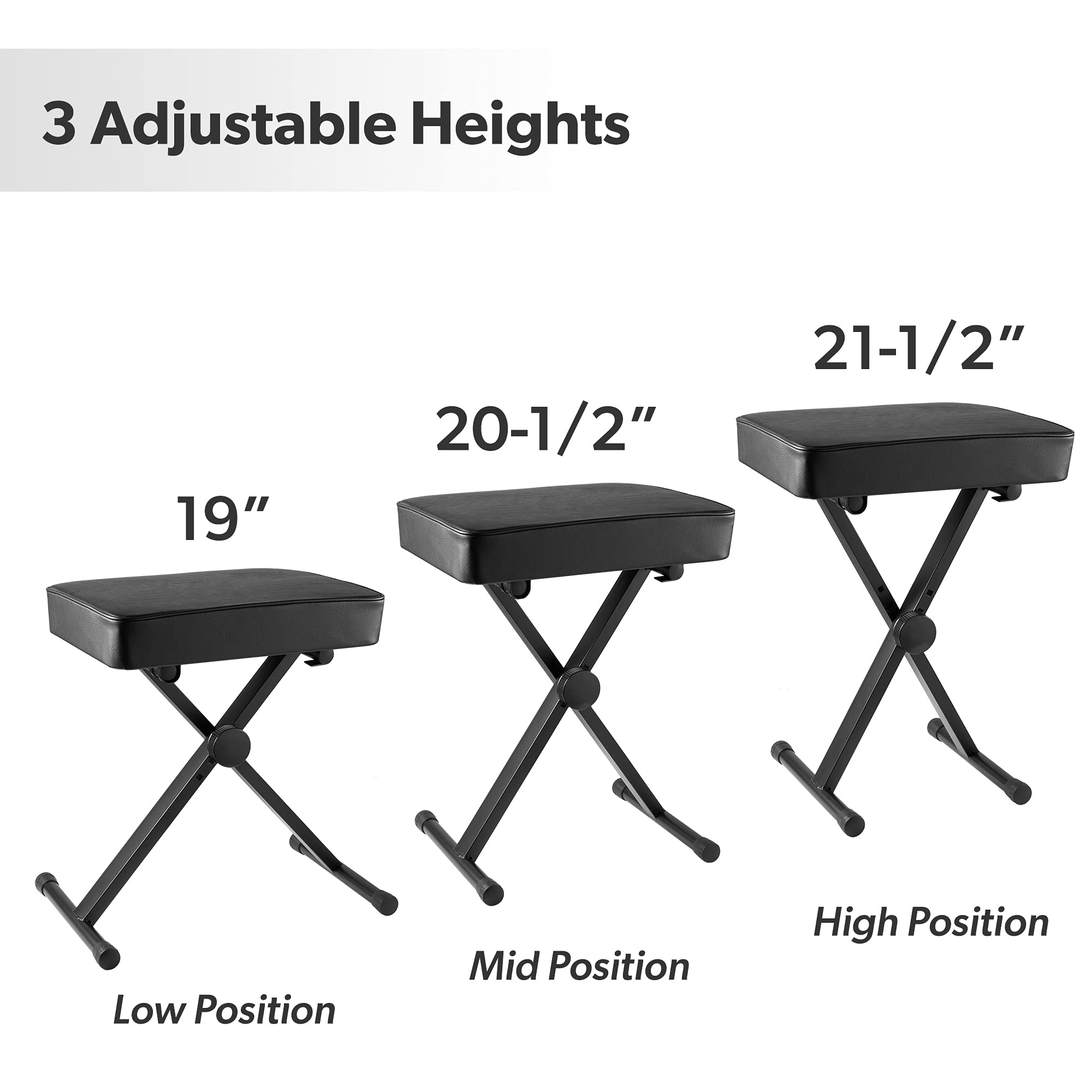 Hamzer Premium Heavy Duty Adjustable Piano and Keyboard Bench Seat