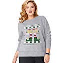 Hanes Comfortblend Women's Plus Size Ugly Christmas Sweatshirt, Light Steel, 16