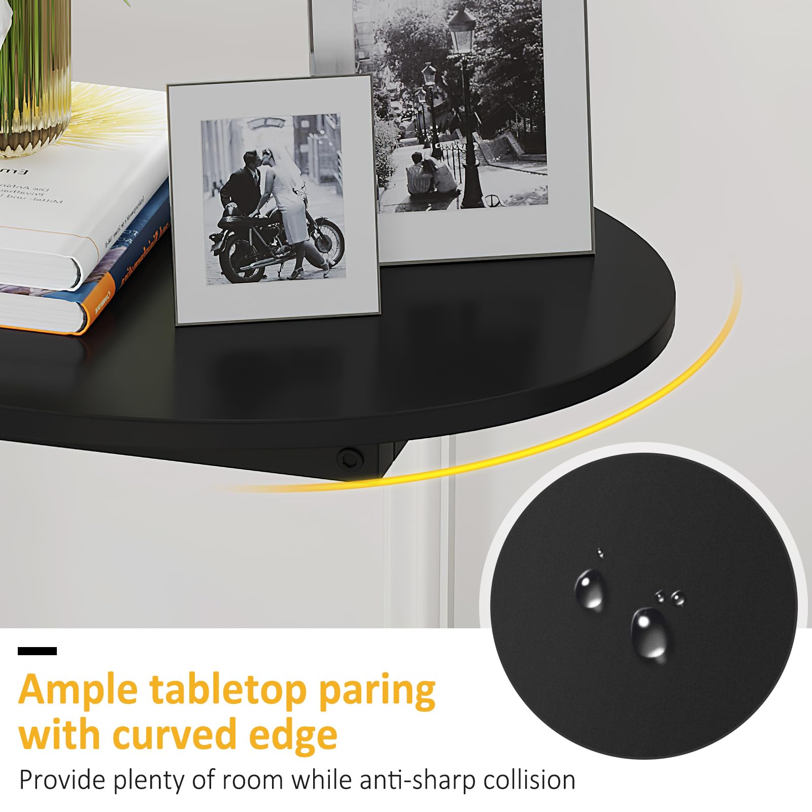 Hosfais Small Side Table End Table: C Shaped Oval Coffee Table, Wooden TV Tray for Living Room, Bedroom, Couch, Small Spaces (White)