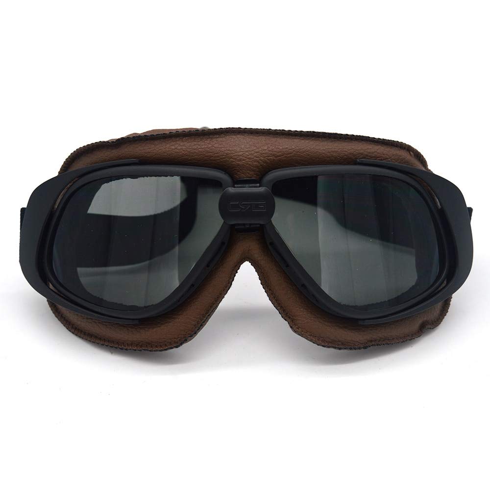hhxiao Goggles Vintage Motorcycle Goggle Glasses Eyewear Pilot Retro Brown Frame Helmet Sunglasses