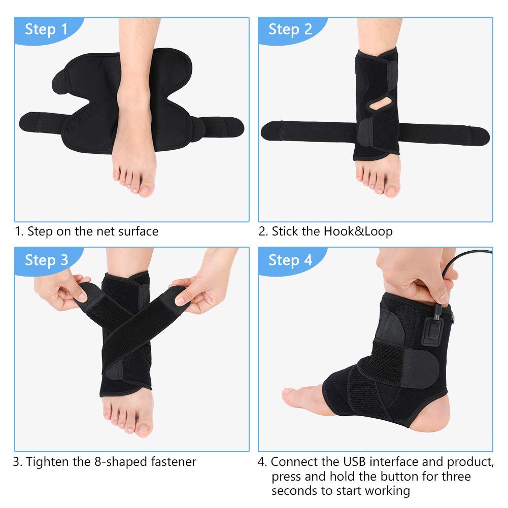 Heated Ankle Brace, Heat Ankle Support Compression Wrap for Injury Joint Recovery Ankle Sprain Swelling Arthritis Tendinitis Strain Fatigue Fit Left/Right Foot for Men and