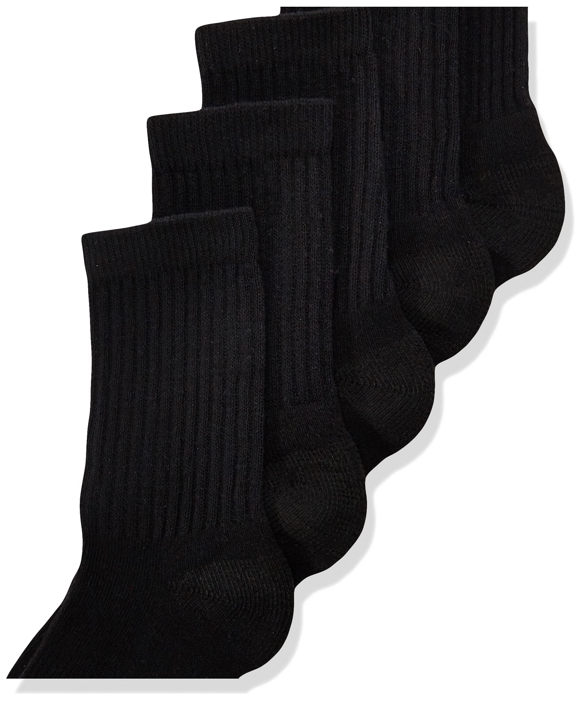 Hanes Medium-Shoe Size: 9-2.5 Boys, Double Tough Cushioned Crew Socks, 12-pair Packs, Black