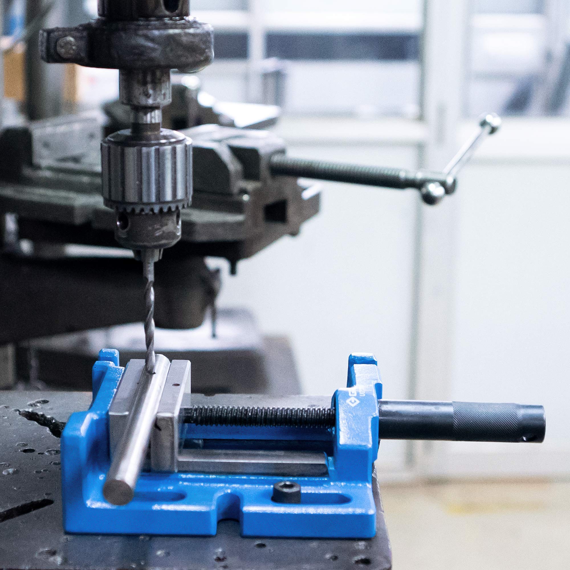 Groz 35125 4" 3-way Uni-Grip Drill Press Vise, Blue