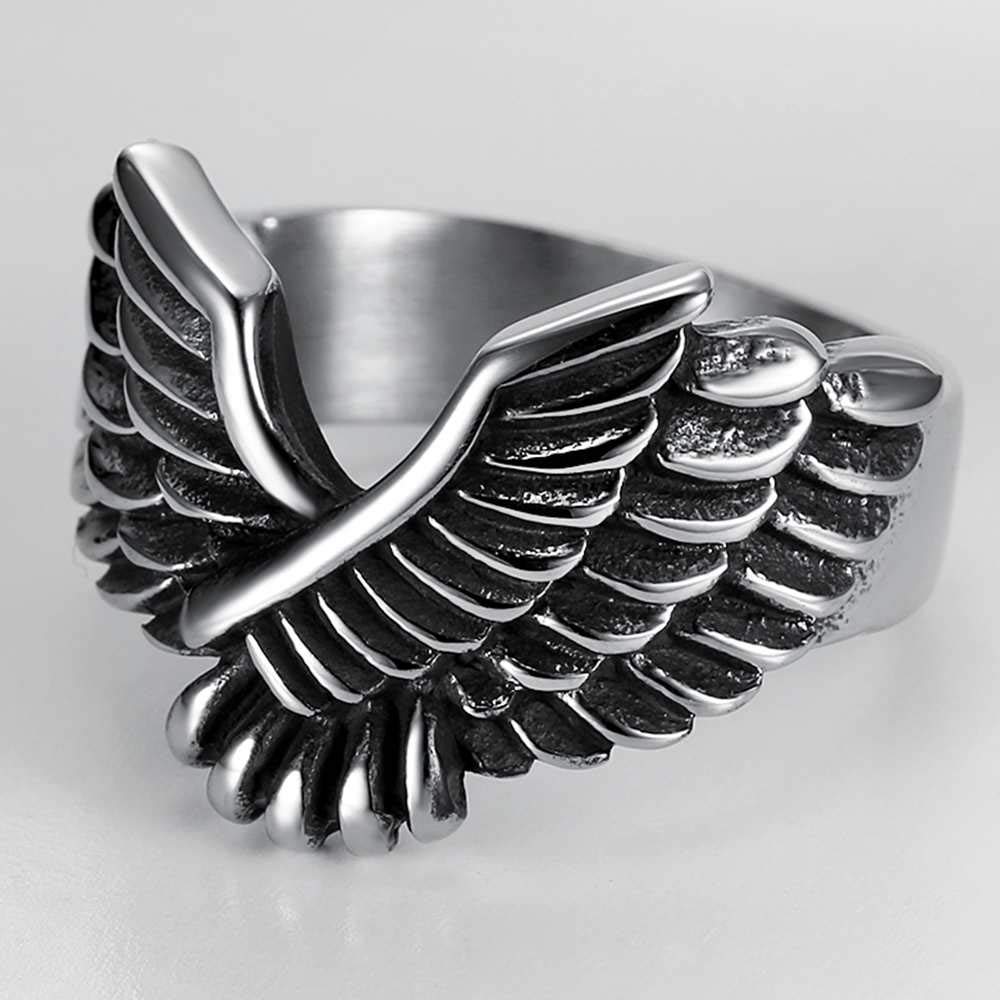 Jude Jewelers Retro Vintage Eagle Wings Style Wedding Party Cocktail Statement Biker Ring (Silver, 10)