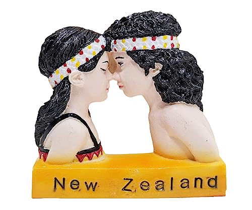 WitnyStore Tiny Maori Couple of Lovers Māori Indigenous Polynesian People, New Zealand Australia Oceania Tourist Attractions Resin Refrigerator Magnet Traveler Souvenir Gift Memento 3D Fridge Magnets