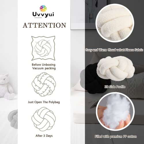 Uvvyui Knot Pillow Ball, Soft Home Decor Round Knotted Pillows, Handmade Transformational Throw Pillows Plush Floor Cushions for Bedroom, Sofa, Couch (Cream, Small-8 Inch)