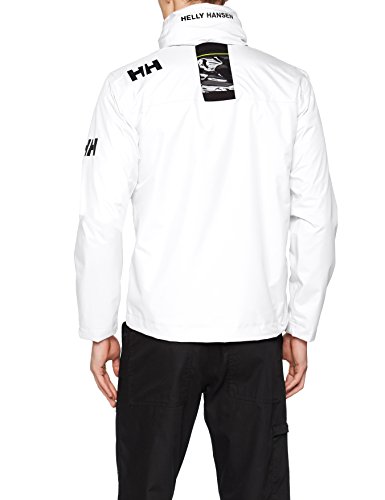Helly Hansen Men's Crew Hooded Midlayer Fleece Lined Waterproof Raincoat Jacket, 001 White, XX-Large