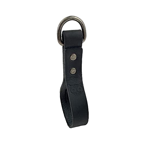 Hide & Drink, Leather Heavy Duty Suspender Loop Attachment (4 Pack), Tool Belt Accessories, Durable, Fine Grain Leather, Vintage Style, Handmade - (Charcoal Black)