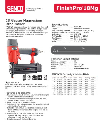SENCO FinishPro® 18MG, 2-1/8" 18-Gauge Brad Nailer (ProSeries)