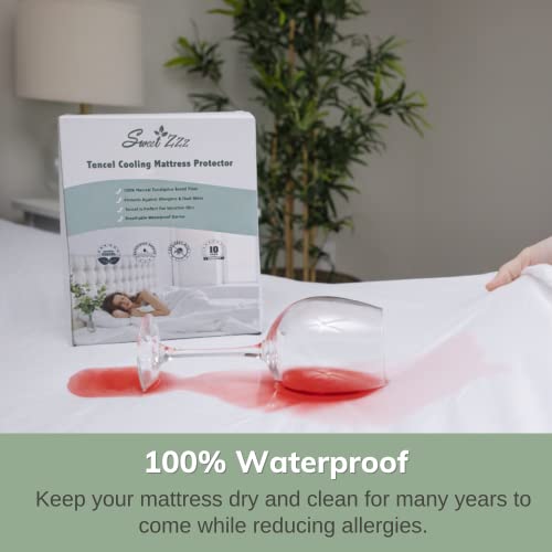Sweet Zzz 100% Waterproof Natural Tencel Mattress Protector Durable 15β Deep Pockets Machine Washable Hotel Bedding Cal-King (72"x84"x15")