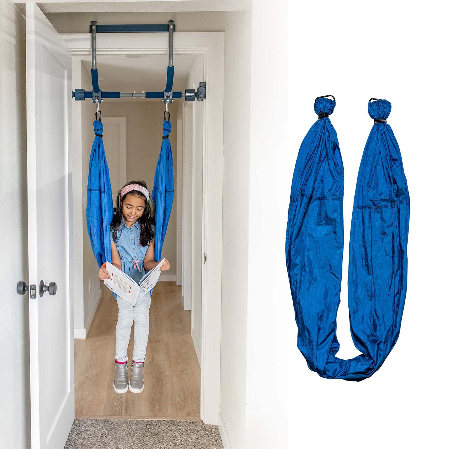 Gym1 Sensory Swing with 2 Extender Straps | Made from Premium Quality Nylon | Soft & Durable | Sensory Swinging Activities | Aerial Yoga Practice At Home | Measures 86” x 60” | For Kids and Adults