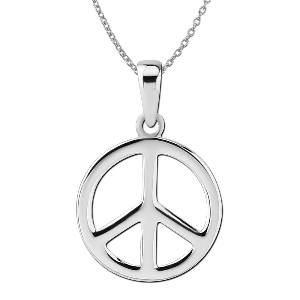Hawaiian Silver Jewelry Peace Sign Necklace โ 18 Inch Pendant Necklace for Women โ Premium 925 Sterling Silver Necklace with Peace Symbol โ Modern Boho Chic Design