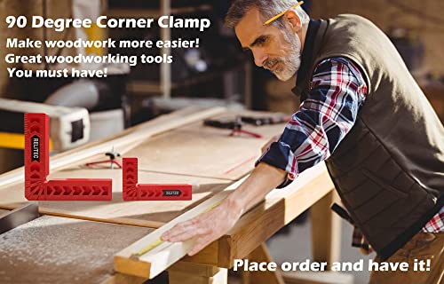 Relitec R 90 Degree Corner Clamp Clamping Squares Woodworking Tools Positioning Squares Right Angle Clamp Wood Clamps for Gluing Cabinets Picture Frames or Drawers Set of 8(3" 4")
