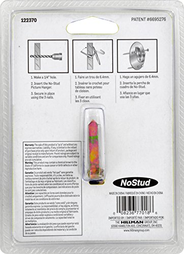 Hillman 122370 No Stud Picture Hanger, 1, No Color