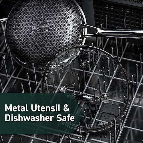 HexClad Hybrid Nonstick 12-Inch Fry Pan with Tempered Glass Lid, Stay-Cool Handle, Dishwasher and Oven Safe, Induction Ready, Compatible with All Cooktops
