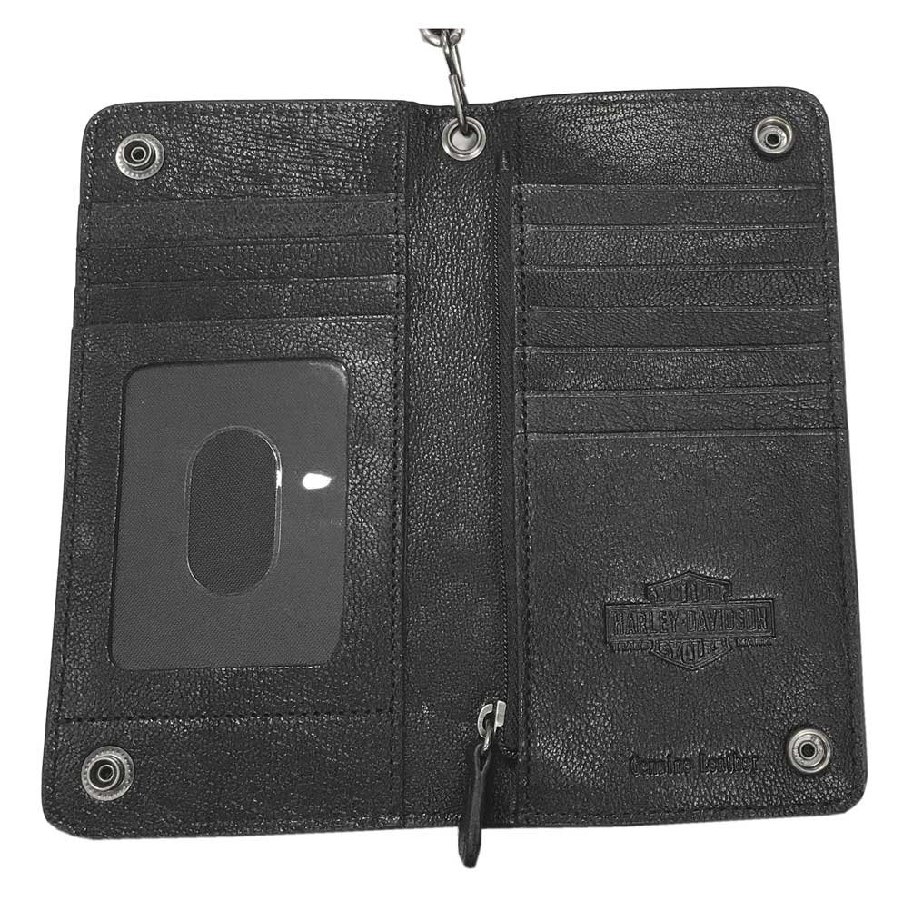 Harley-Davidson Men's Eagle Emboss Leather Biker Bifold Tall Wallet EE9013L-BLK