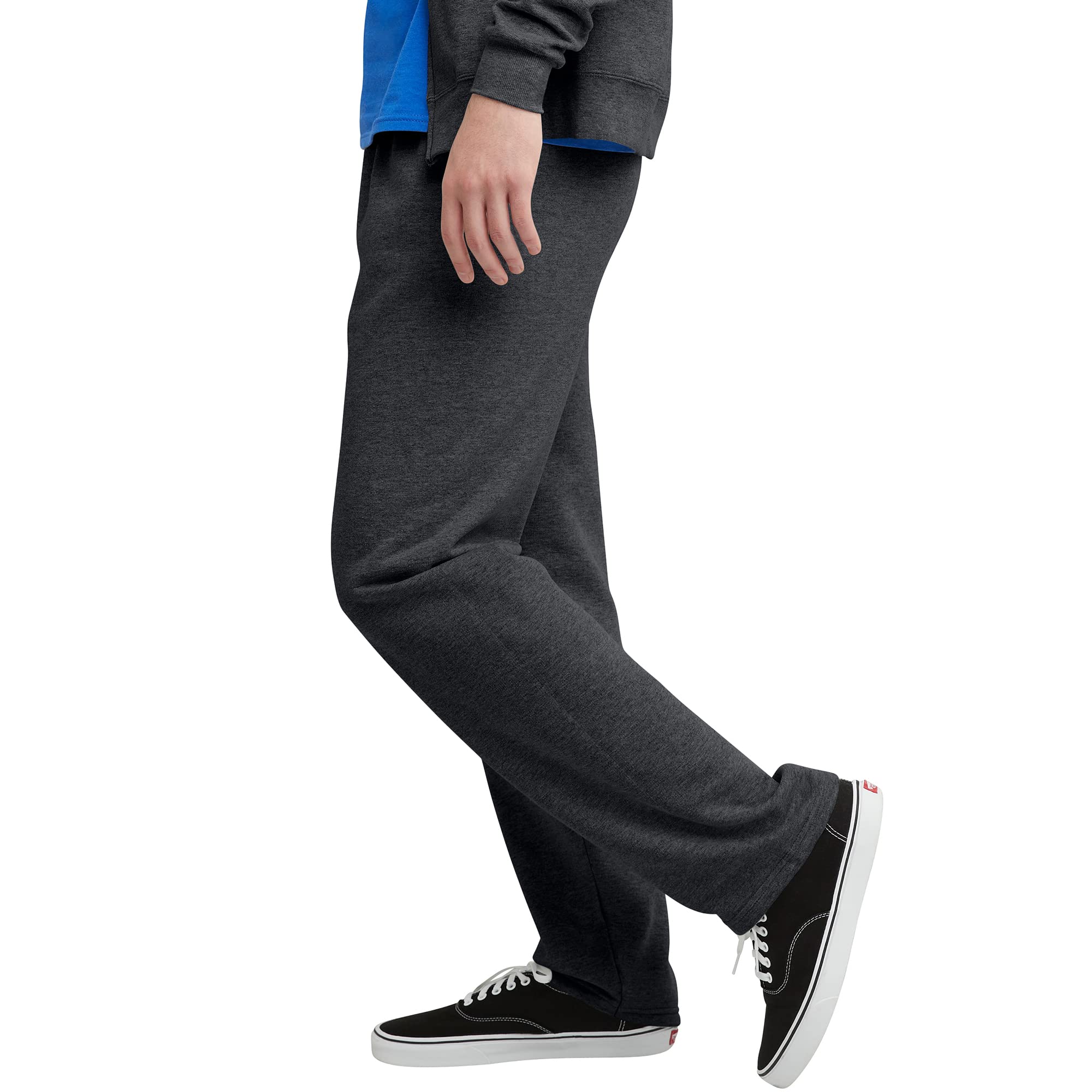 Hanes Mens Ecosmart Open Bottom Sweatpants, Midweight Fleece Open-hem For, Charcoal Heather, Medium US