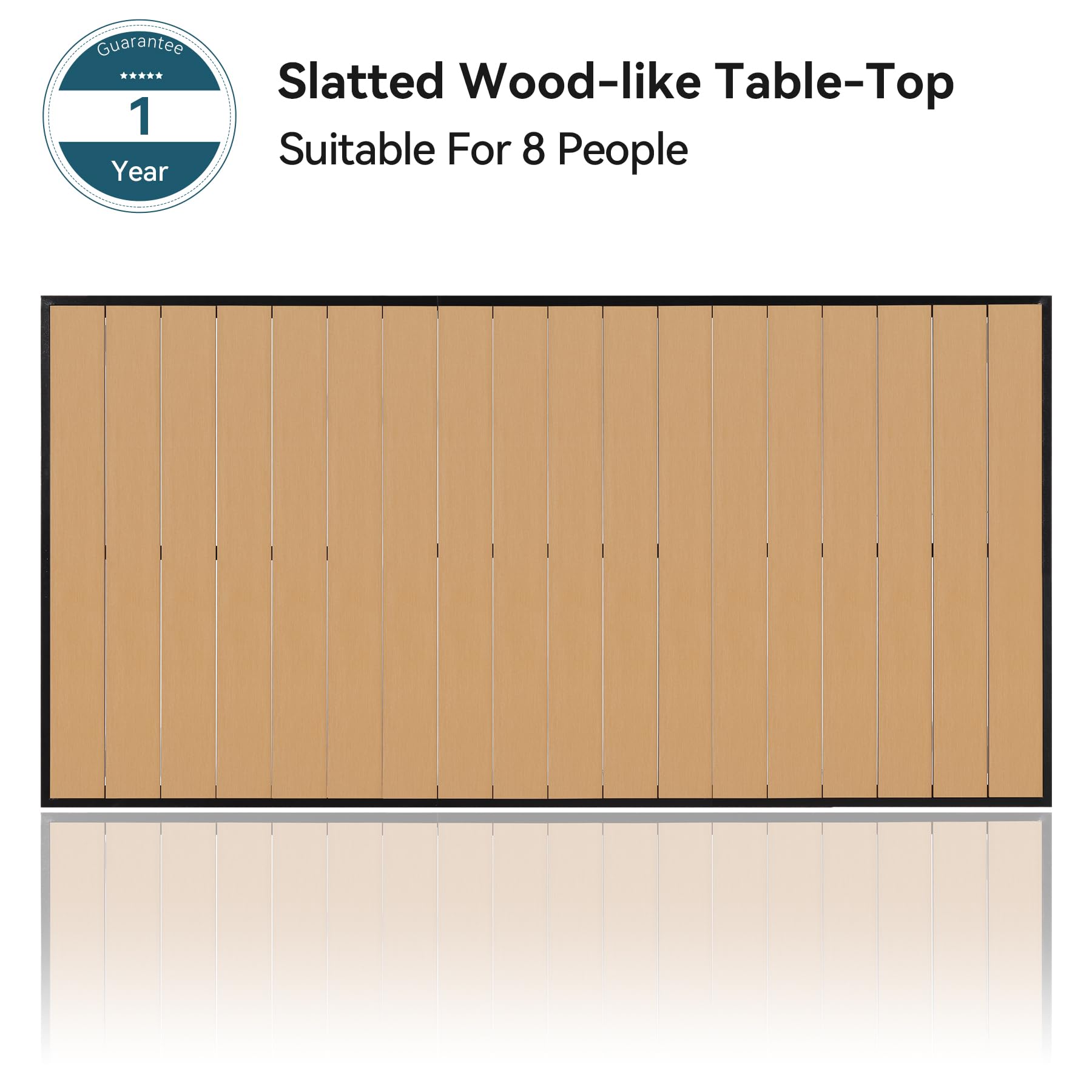 Haquatisol Outdoor Dining Table for 8 Person, Patio 75β Rectangular Aluminum Metal Long Table with Woodlike Tabletop for Garden, Lawn, Yard