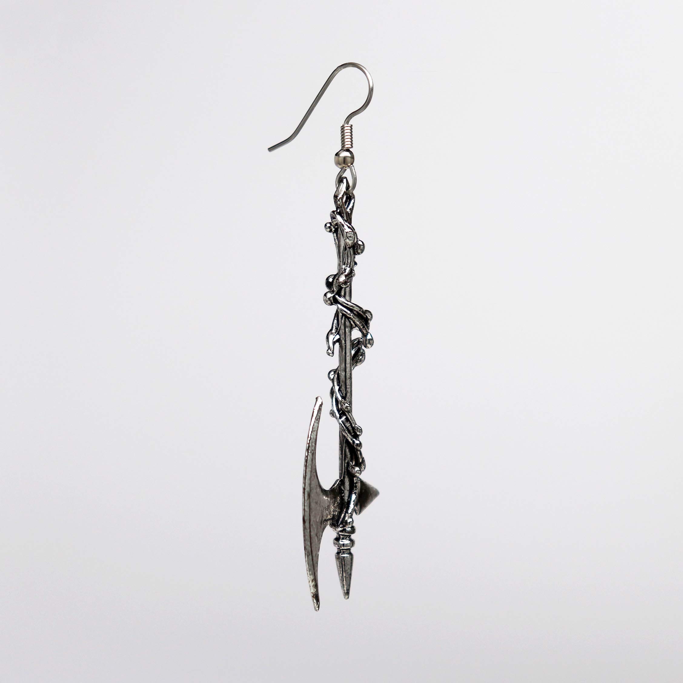 Gothic Vine Wrapped Executioner's Axe Medieval Renaissance Dangle Earrings