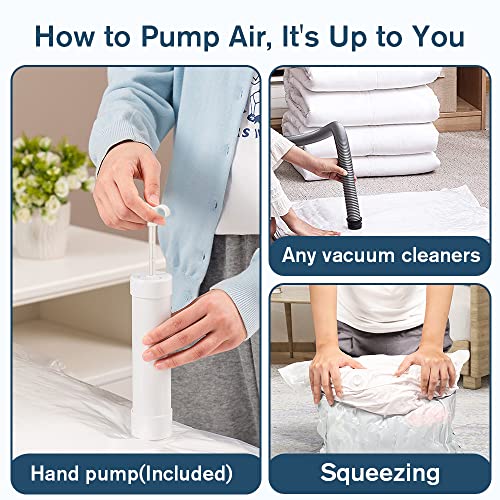 Vacuum Storage Bags, OFFSIR 16-Pack Vacuum Sealer Bags Space Saver Bags Compression Bags for Comforters Blankets Bedding,Vacuum Seal Bags for Clothes with Hand Pump-4 Jumbo,4 Large,4 Medium,4 Small