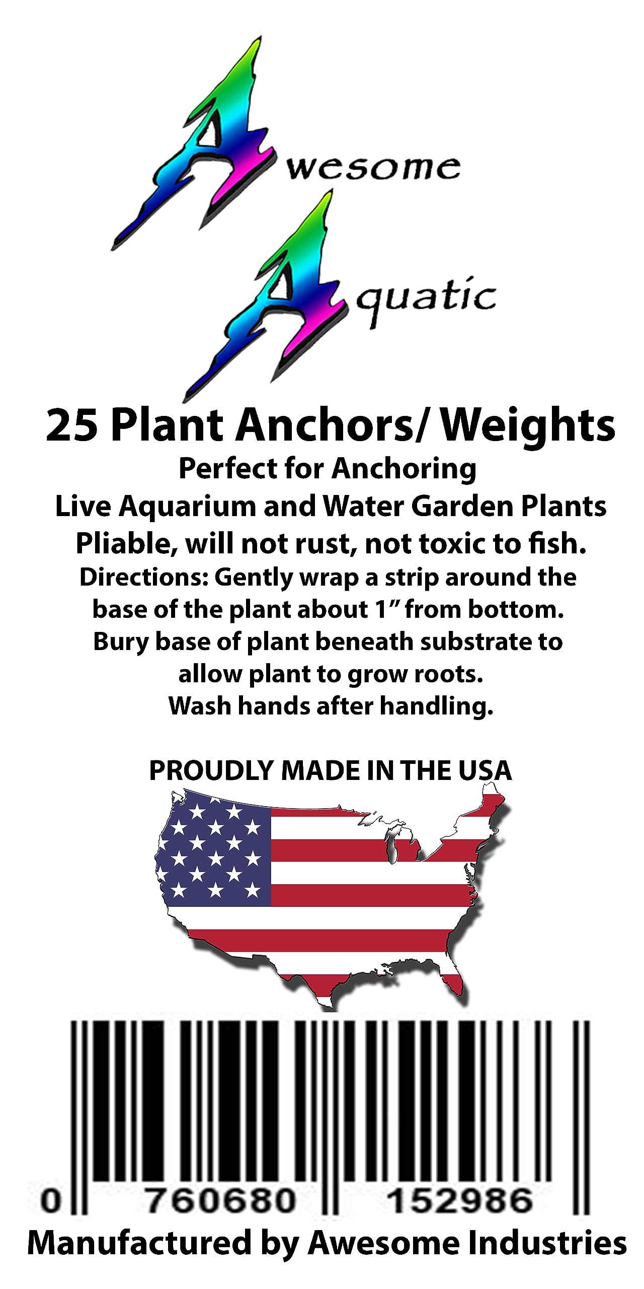 Plant Anchors/Weights 25 pk Strip Lead Ribbon Live Plants Awesome Aquatic Weight Anchor (25 Pack Strips)