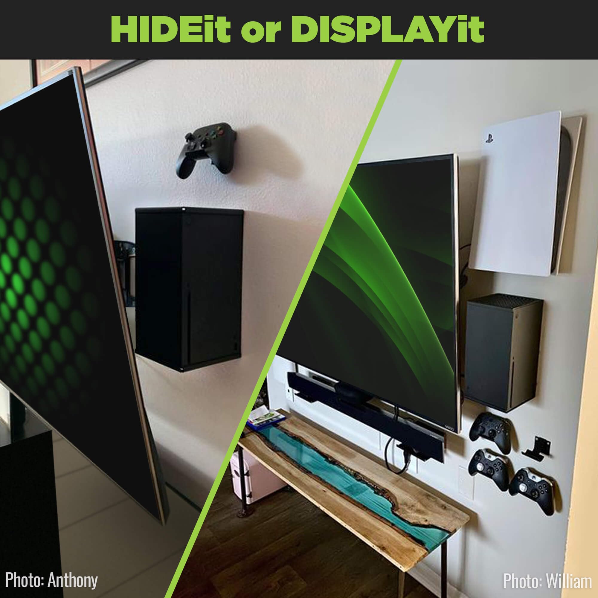 HIDEit Mounts Wall Mount for Xbox Series X - Made in the USA Mount for Xbox - Steel Wall Mount for Xbox Series X - Original Wall Mount Kit for Xbox Series X - Patent Pending