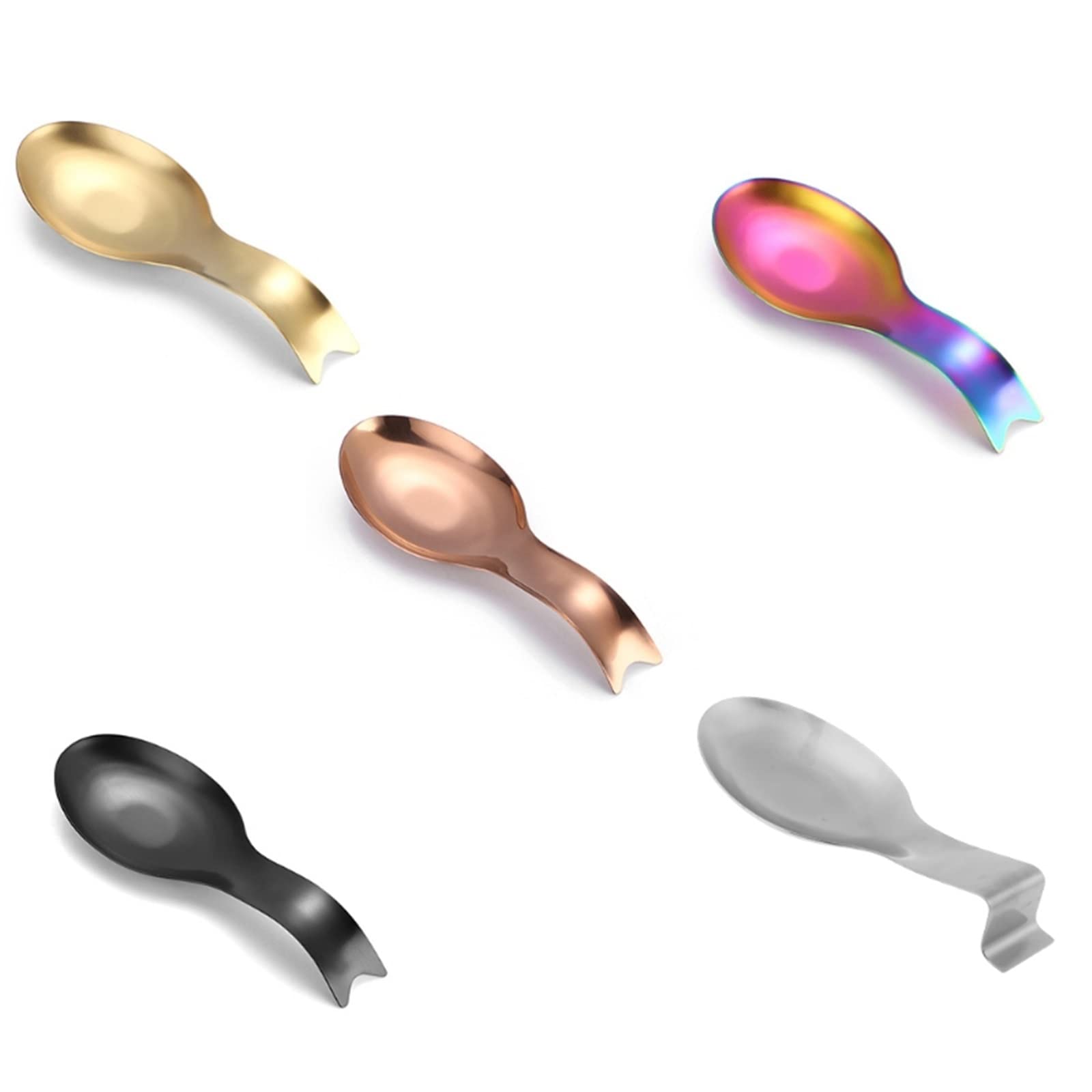 TARVIT Spoon Rest Fish Shape Stainless Steel Spoon Rest Kitchen Utensil Spoon Holder(Silver)