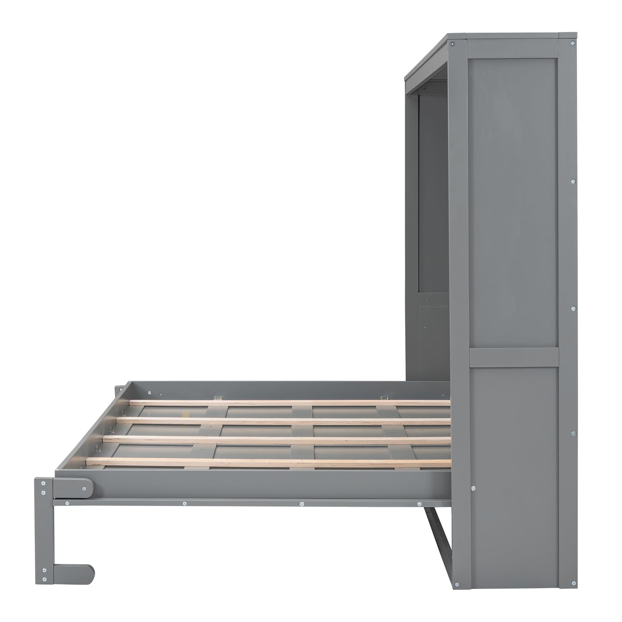 HBRR Murphy Size, Cube Cabinet Storage Shelf, Space-Saving Wall Bed for Guest Room, Apartments or Home Office, Gray, Queen (U.S. Standard)