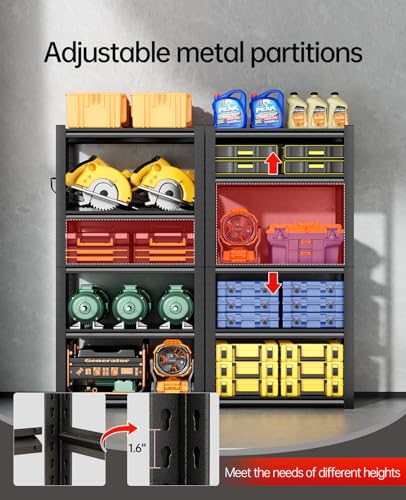 Welfiya 72H Heavy - Duty Shelving: Ultimate for Garage Storage. Sturdy, Durable, Easy - to - use. Ideal for Plastic Bins & Tool Storage in garages, Warehouses & basements. (002, 24D*47W*72H)