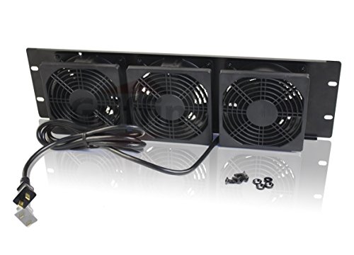 GRIFFIN Rackmount Cooling Fan | 3U Ultra-Quiet Triple Exhaust Fans, Keep Studio Audio Equipment Gear Cool | Rack Mount on Network IT System Server Rails | DJ PA AMP Temperature Control Panel Cabinet