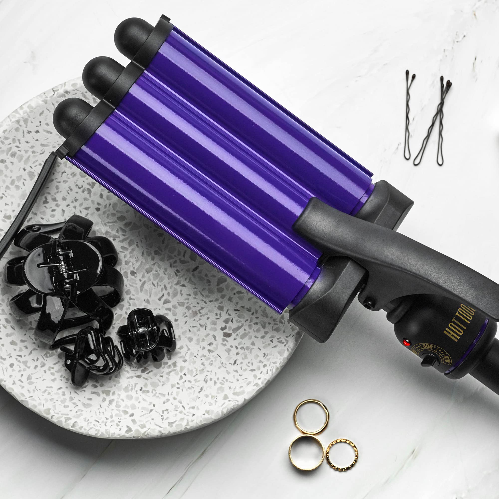 Hot Tools Pro Signature 3 Barrel Hair Waver | Long Lasting Waves (Jumbo Size)