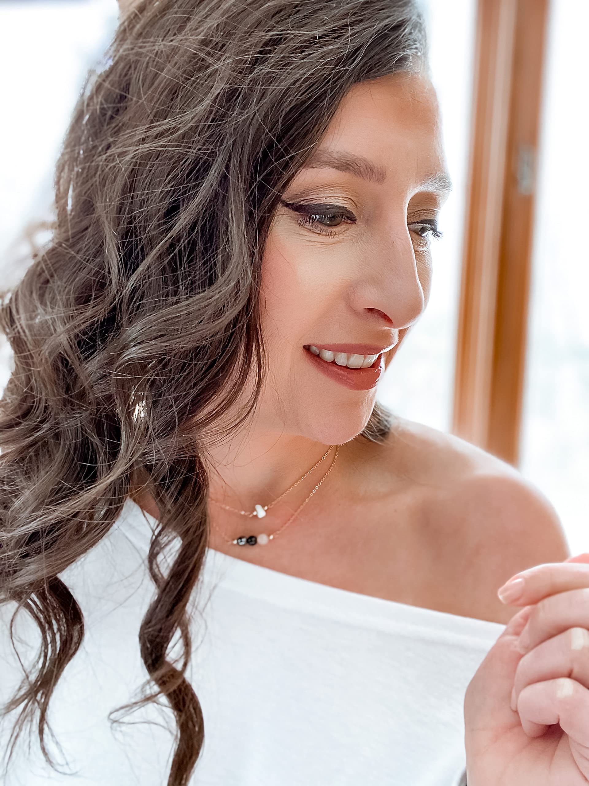 Handmade Howlite Crystal Necklace - Healing Gemstone Jewelry for Women - Ethically Sourced Chain Necklace with Authentic Healing Crystals - Gold Plated Copper Chain with Natural Stone - Gift for Her