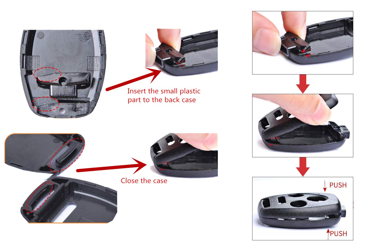 Horande Replacement Key Fob Cover Case fit for Honda 2003-2014 Accord 2006-2013 Civic 2009-2015 Pilot 2005-2006 CR-V Ridgeline Odyssey Keyless Entry Remote Key Fob Shell