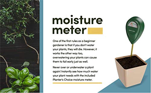 Planters' Choice Indoor Plant Moisture Meter Soil Tester - No Batteries Required : Water Sensor Hydrometer for Plants : Houseplant Care - Gardening Tools - Planting Accessories