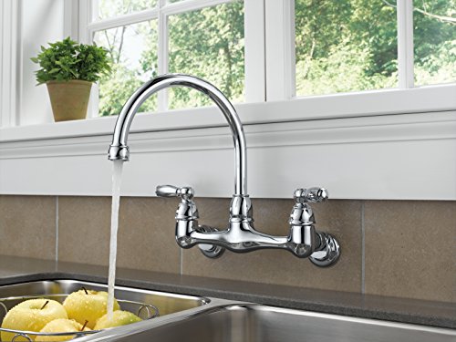 Peerless Claymore 2-Handle Wall-Mount Kitchen Sink Faucet, Chrome P299305LF