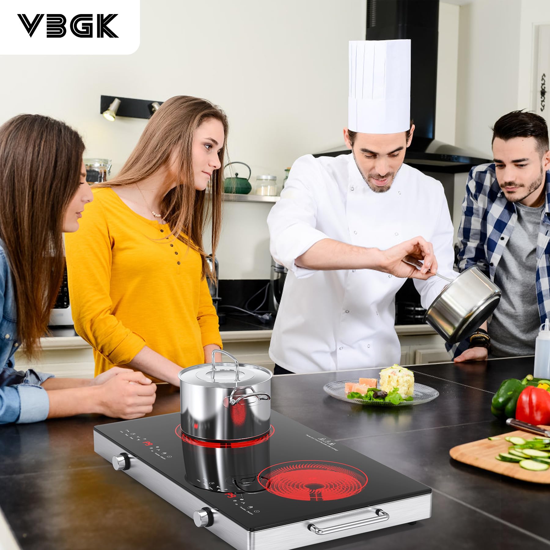 VBGK Induction Cooktop, 1800W Single Burner Electric cooktop,Induction Stove Top with Large LCD Sensor Touch, Induction Hot Plate with 9 Temperature Levels, Child Safety Lock & 4H Timer