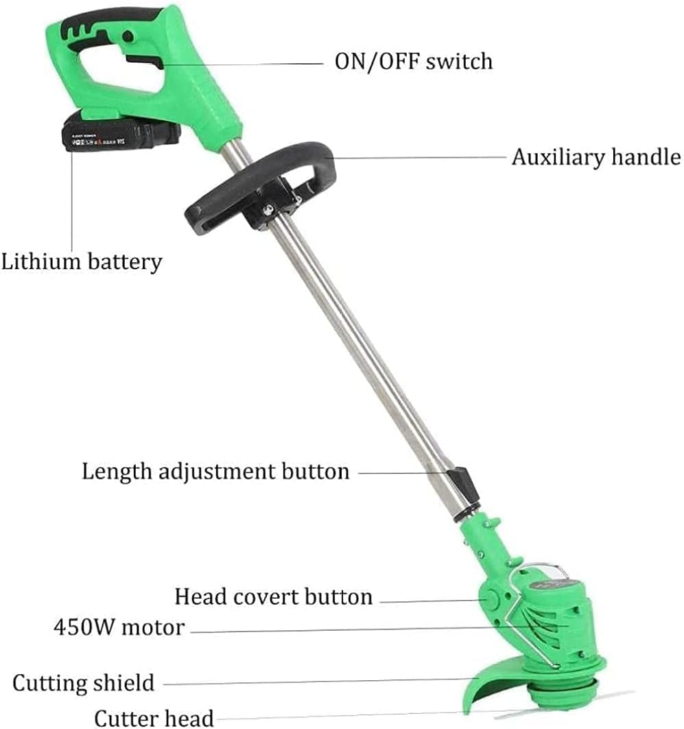 Handheld Cordless Grass Trimmer EPower Garden Tools Adjustable Electric Lawn Mower Pruning Cutter-2 Battery
