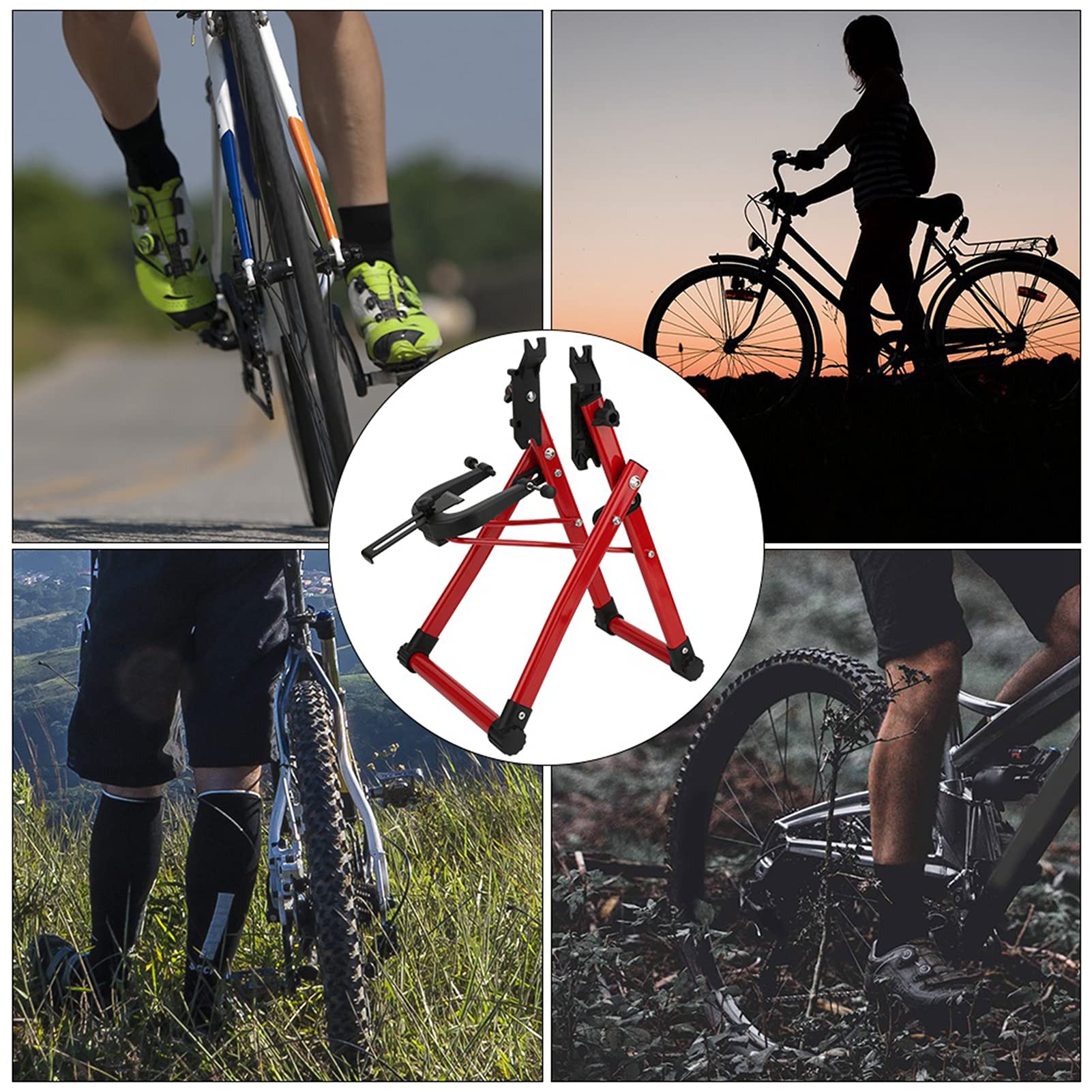 HEITIGN Bicycle Wheel Truing Stand, Aluminium Alloy Red Wheel Truing Stand Home Bike Repair Maintenance Support Tool Accessory