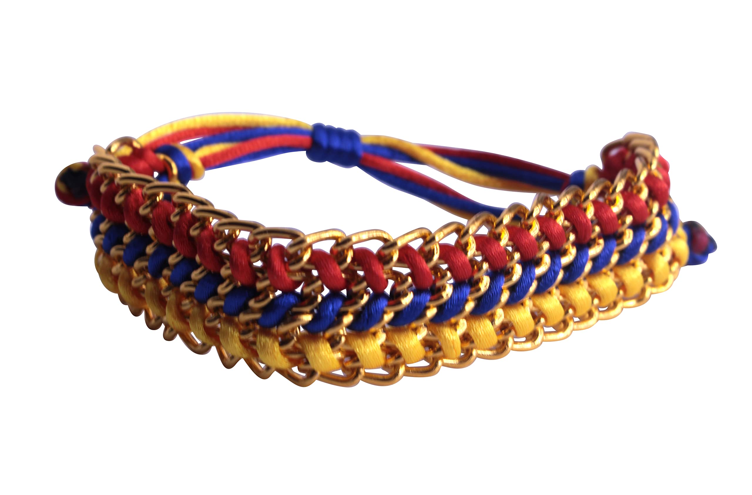OmamoriCharms Handmade Bracelet from Medellin - Colombia Flag Colors - Italian Thread and Aluminum - Adjustable
