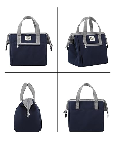 GOX Lunch Bag Women, Insulated Leakproof Lunch Boxes for Men, Large Capacity Reusable Lunch Container for Work Office Picnic or Travel (Navy)