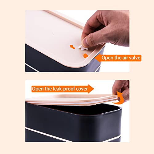 Uybieef Bento Box Adult Lunch Box with lunch bag,Japanese Lunch Box Containers for Adult,Bento lunch Box with Leakproof 54OZ Black
